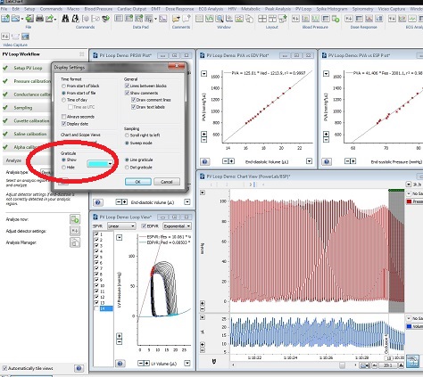 How do I remove the light blue gridlines from the various views in LabChart? | ADInstruments